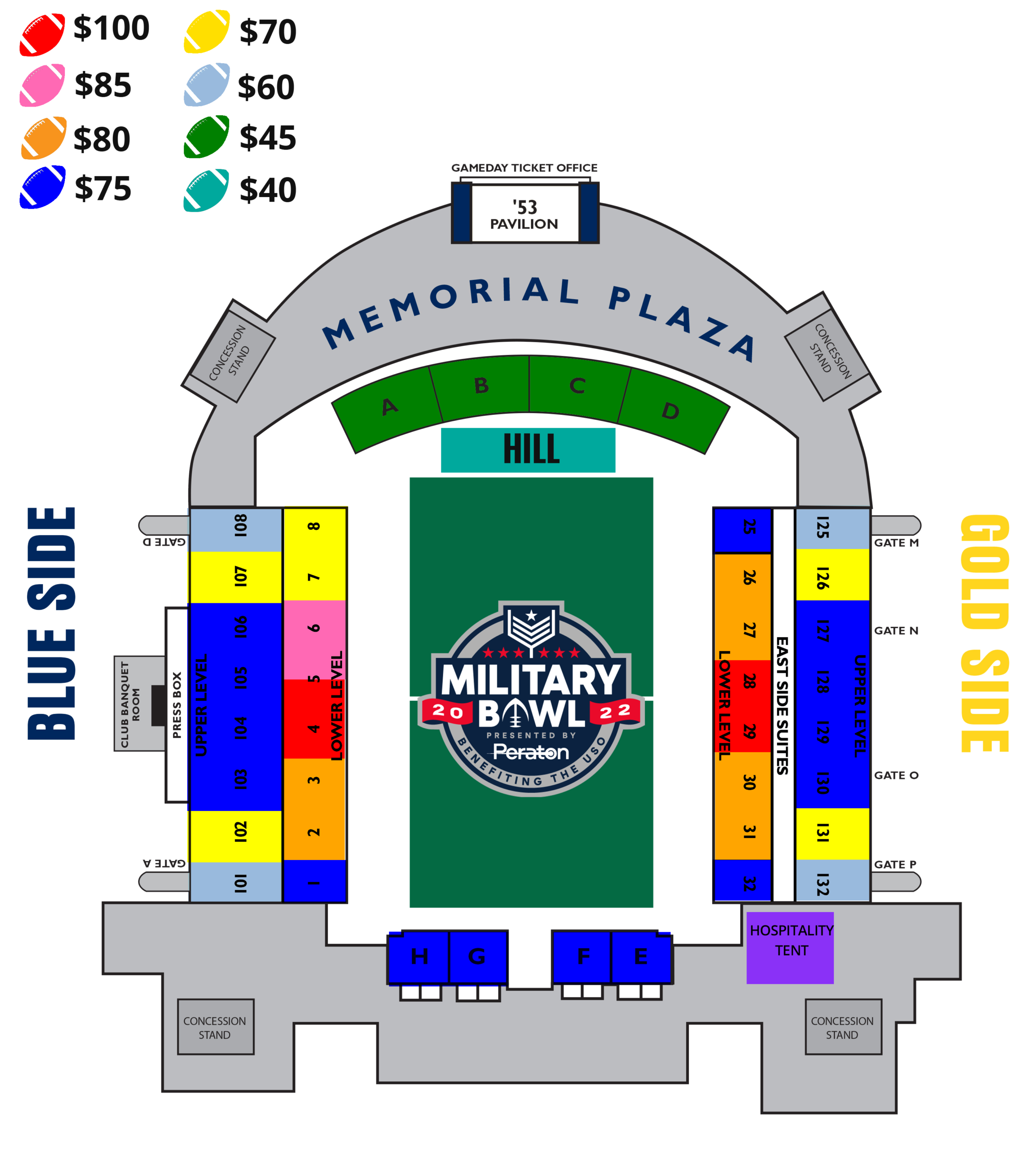 Ticket Map with Prices 202 for Molly | Military Bowl